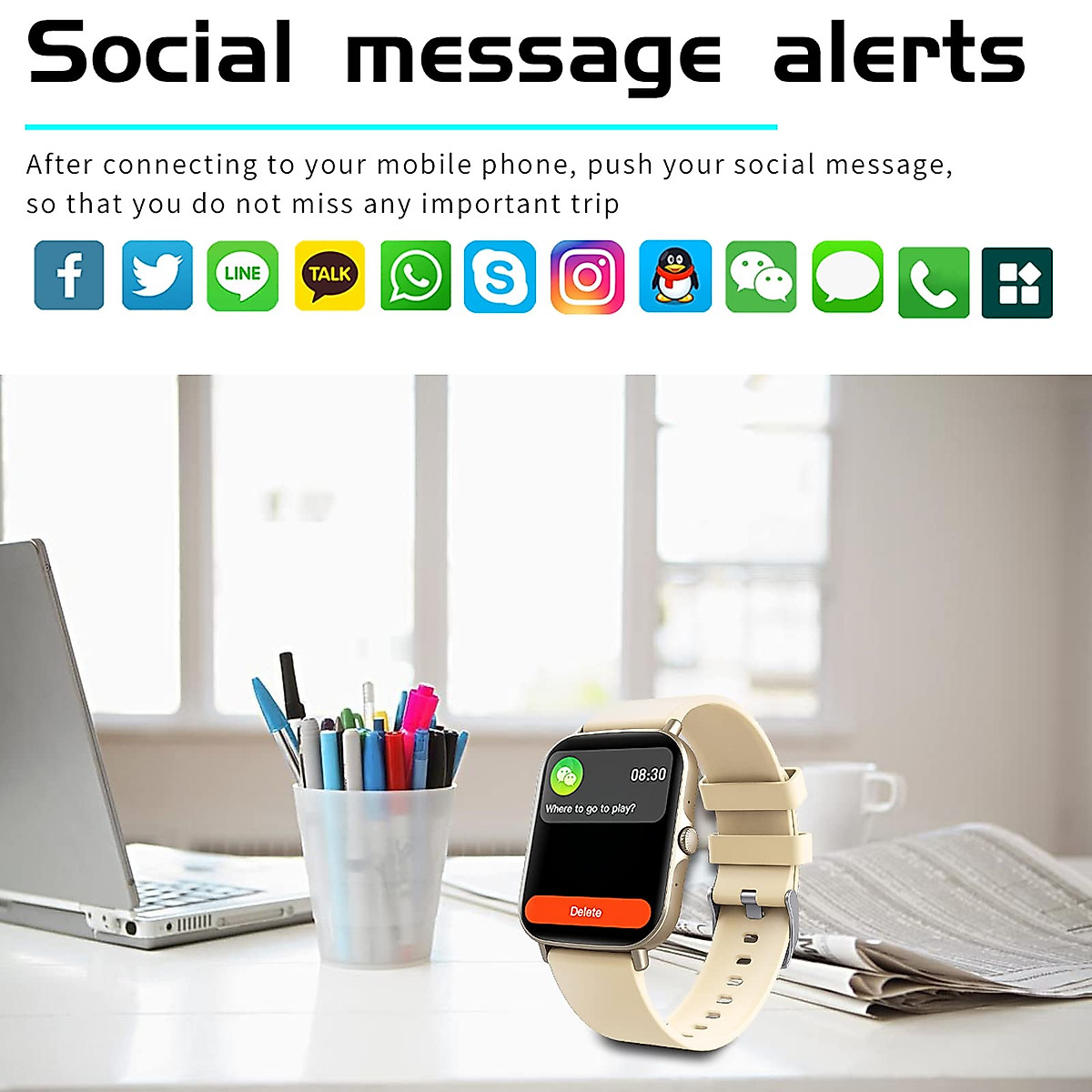 Yihou Smart Watch for Android Phones Compatible iPhone (Dial/Answer Call) Smart Watch with Text and Call Fitness Tracker Sport Watch Pedometer Step Counter Sleep Full Touch Screen Smartwatches