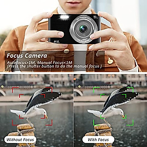 Digital Camera 4K 44MP Compact Point and Shoot Camera with 16X Digital Zoom 32GB SD Card,Kids Camera 2.4 Inch, Vlogging Camera for Teens Students Boys Girls Seniors(Black2)