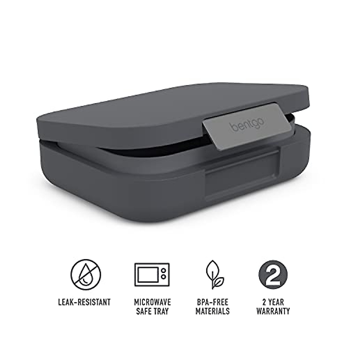 Bentgo® Modern - Versatile 4-Compartment Bento-Style Lunch Box for Adults and Teens, Leak-Resistant, Ideal for On-the-Go Balanced Eating - BPA-Free, Matte Finish and Ergonomic Design (Dark Gray)