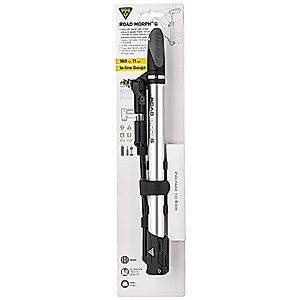 Topeak Road Morph G Bike Pump with Gauge, Black, Silver, Large x w x h ﻿35 x 5.7 x 2.8 cm/ 13.8” x 2.2” x 1.1”, TRP-3G