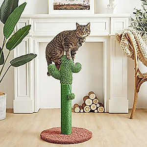 Catinsider 25.6" Cactus Cat Scratching Post with Dangling Ball for Cats Brown