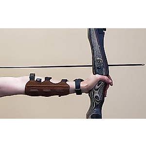 SAS 7.5" Leather Suede Arm Guard One Size Archery Bow Range with 3-Strap Buckles