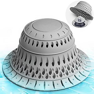 1Pack Drain Hair Catcher/Bathtub Hair Catcher for Drain/Shower Drain Cover/Drain Protector for Pop-Up and Regular Drains of Shower, Bathtub, Tub, Bathroom, Sink(Gray)