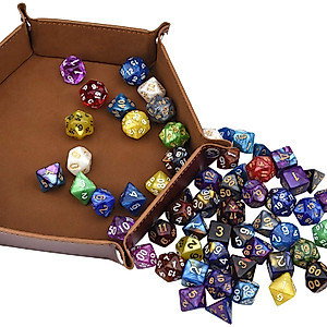 DND Double-Colors Polyhedron Dice Set for Dungeons and Dragons D&D RPG MTG Table Games D4 D6 D8 D10 D% D12 D20 25 Colors Dice with 1 Large Flannel Bag, 25 x 7 (175 Pieces)
