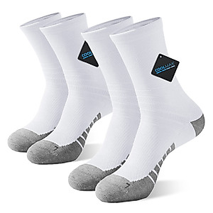 AKASO 2 Pairs Ultralight Running Socks, Crew Coolmax Cotton Athletic Sport Quarter Hiking & Running Socks for Men & Women(White L)