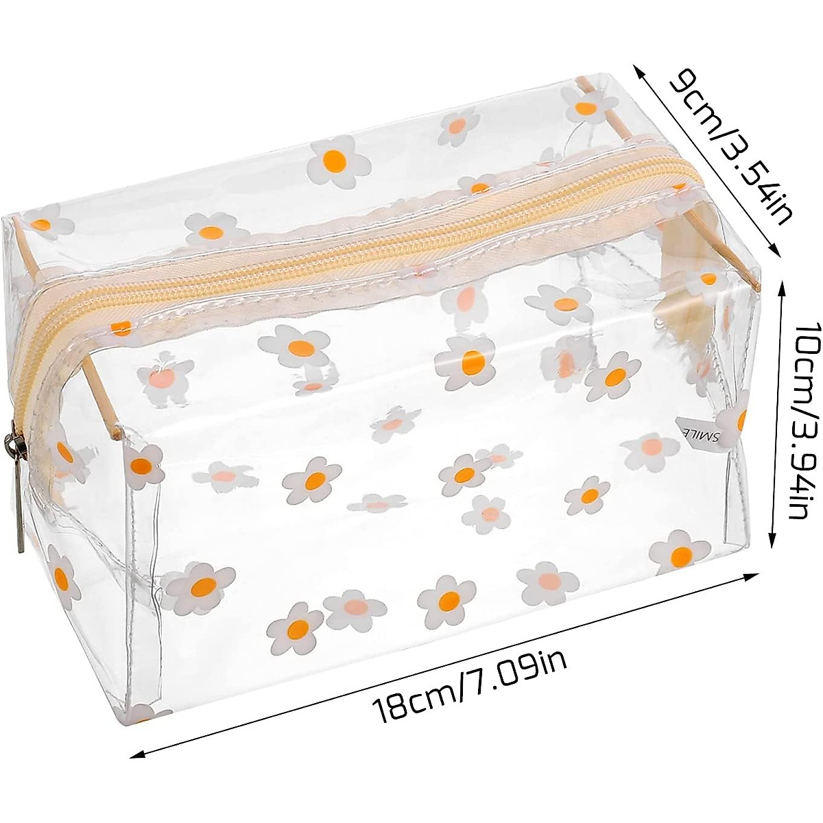 NADUSEP Cute Flower Makeup Bags, Portable Zippered Daisy Cosmetic Bag 2PCS Pouches Toiletry Bags for Women Travel Vacation Bathroom Organizing