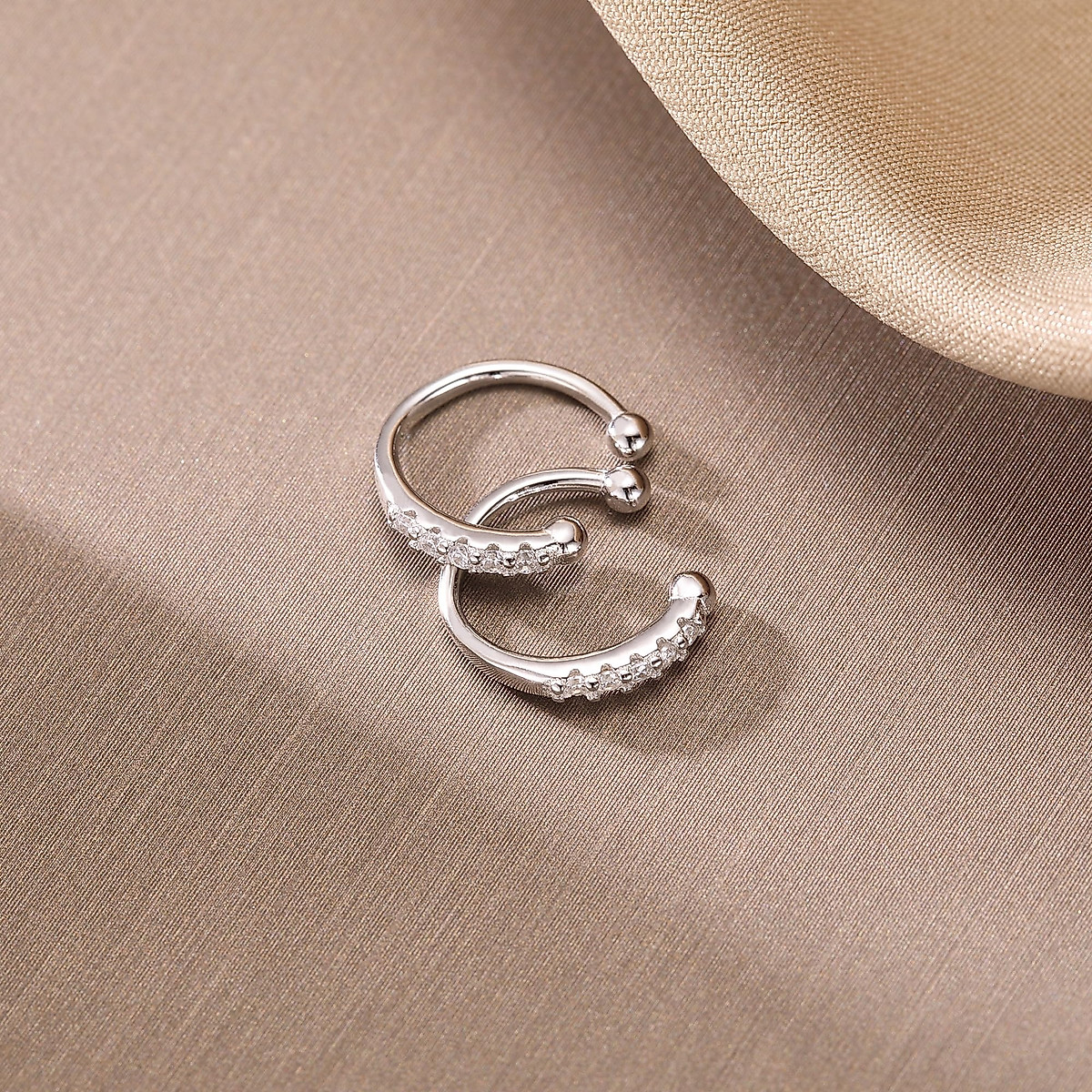 SLUYNZ Sterling Silver CZ Ear Cuff Clip On Earrings for Women Teens No Piercing Cartilage Earrings (A-Silver)