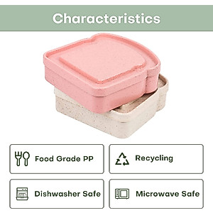 NADUSEP Sandwich Containers, 2 Pcs Sandwich Box Food Storage Toast Shape Holder Plastic for Lunch, Sandwich Keeper for Adults Prep Microwave (White Grey)