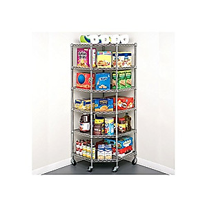 Heavy Duty Steel 6-Tier Corner Restaurant Shelf Commercial Food Storage, NSF Approved
