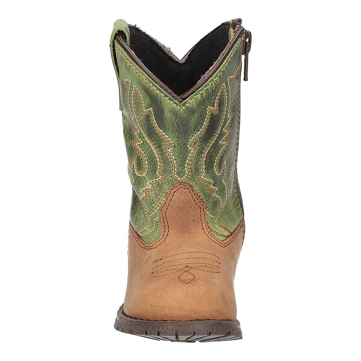 Smoky Children's Kid's Hopalong Brown Distress and Green Crackle Leather Western Cowboy Boot