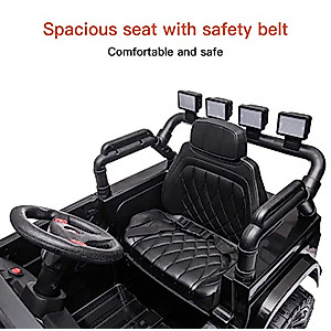 Kids 12V Ride On Truck, Battery Powered Electric Ride On Car with Parent Remote Control,3 Speeds, LED Lights, MP3 Player (Black)