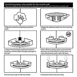 GeekDigg 2 Pack Aluminum Brackets for Shower Caddy Shelf 2-Pack Shower Shelves for Tile Walls, Aluminum Corner Shower Basket Caddy
