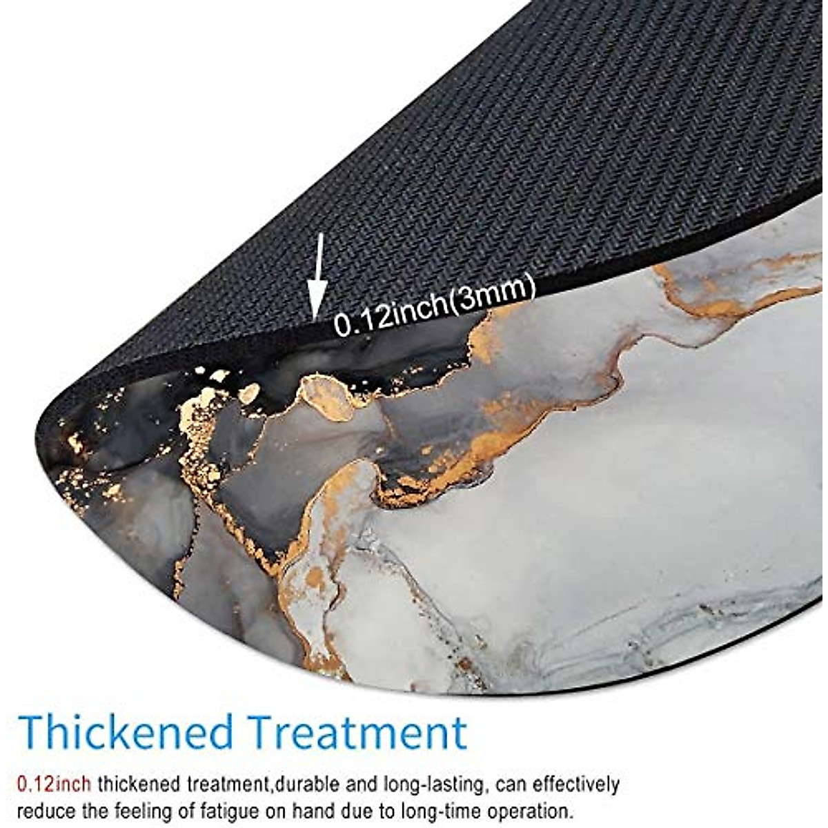 Black White Gold Marble Round Mouse Pad,Beautiful Mouse Mat, Cute Mouse Pad with Design, Non-Slip Rubber Base Mousepad, Waterproof Office Mouse Pad, Small Size 7.9 x 0.12 Inch