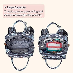 BabbleRoo Diaper Bag Backpack - Baby Essentials Travel Tote - Multi function Waterproof Diaper Bag, Travel Essentials Baby Bag with Changing Pad, Stroller Straps & Pacifier Case - Unisex, Sea Animals