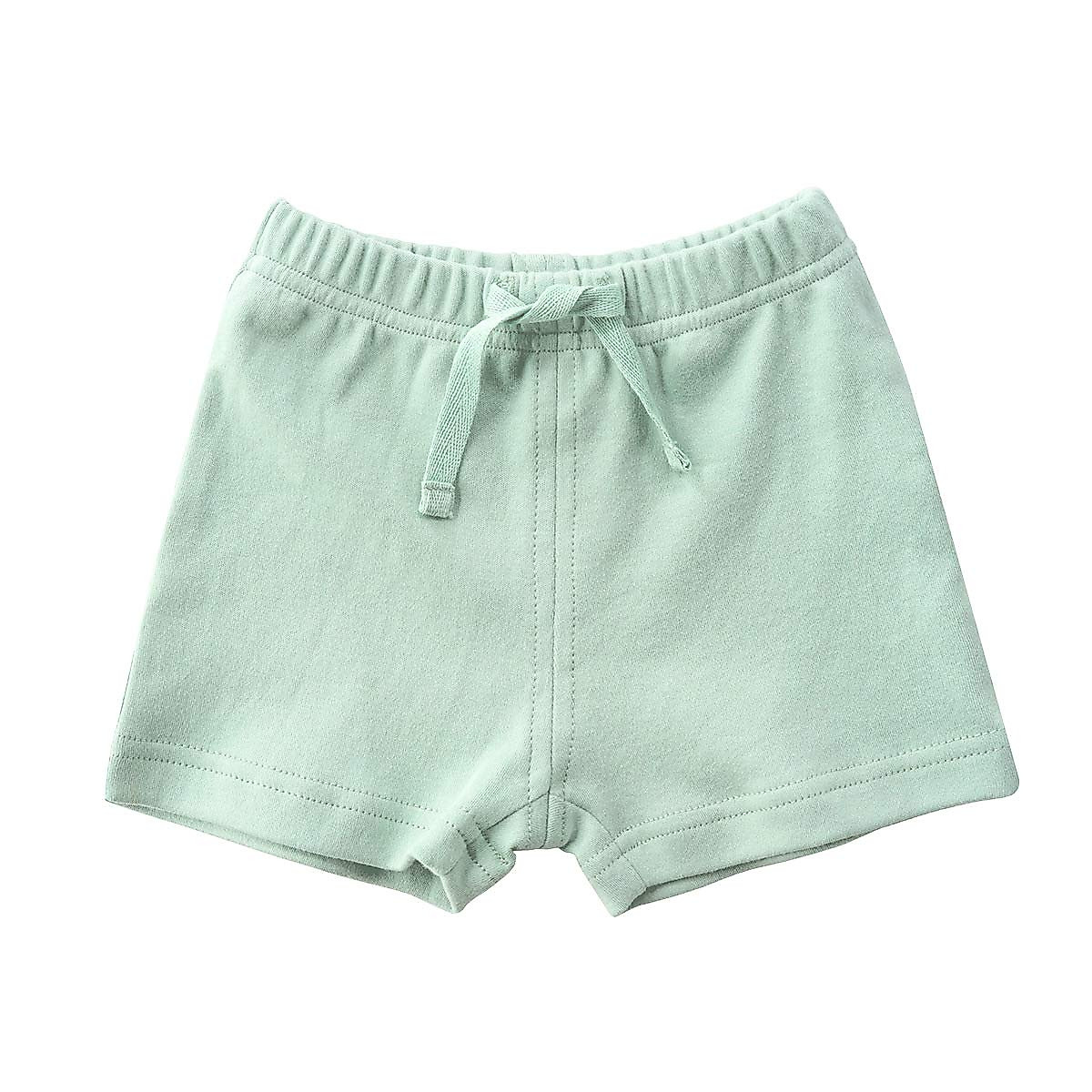 Teach Leanbh Unisex-Baby 3-Pack Cotton Soild Color Short with Drawstring 3-24 Months (3-6 Months, Green/Gray/Blue)