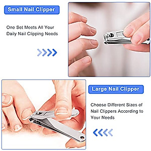 Nail Clippers Set for Fingernail Toenail - DR. MODE Large & Small 2 Pack Professional Stainless Steel Toe Nail Cutter, Sharp Travel Finger Nail Clippers Kit with Case Gifts for Him Men Women