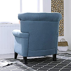 LOKATSE HOME Accent Chair Modern Club Armchair Indoor Furniture Comfy Upholstered Single Sofa for Living Room, Bedroom, Blue