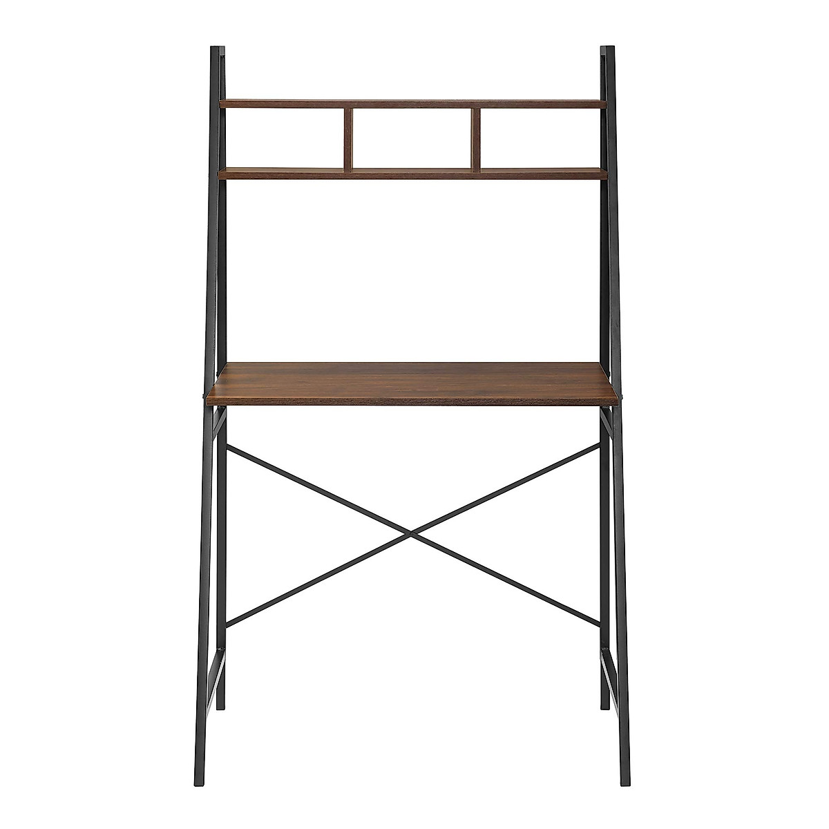 Walker Edison Industrial Wood and Metal X-Back Ladder Desk Home Office Workstation, 56 Inch, Grey Wash