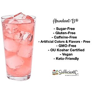 Sufficient-C Abundant-B High-Dose Methyl B-12 and Biotin Pink Lemonade Energy Drink Mix Solution - Flavor w/Function in Each Refreshing sip!