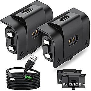 ELISWEEN Rechargeable Controller Battery Pack 2X1500Mah Xbox Battery Pack & 4 Battery Covers, Xbox One Controller Battery Pack with 9.84Ft Type-C Cable for Xbox One S/X/Elite
