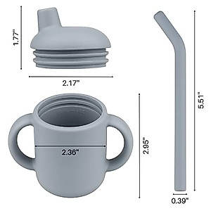 Mintlyfe Baby Trainer Cup, Silicone Training Cup with Handles Lid and Straw, BPA-Free, Unbreakable, Spill Proof and Non-Slip Handles Sippy Cup for Toddlers, 4 oz, Pack of 2