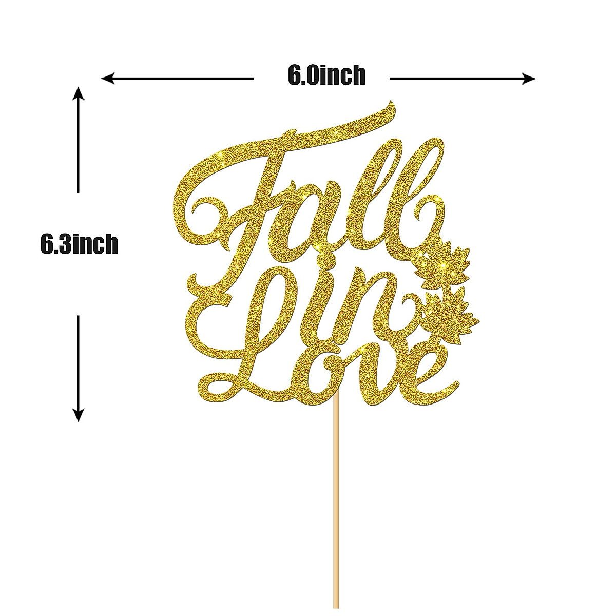 Gold Glitter Fall in Love Cake Topper - Fall Themed Wedding/Wedding Anniversary/Bridal Shower Party Decorations