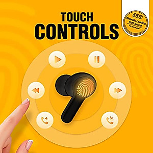 QCY T13 True Wireless Earbuds Bluetooth 5.1 Headphones Touch Control with Charging Case Waterproof Stereo Earphones in-Ear Built-in Mic Headset 40H Playtime (Black)