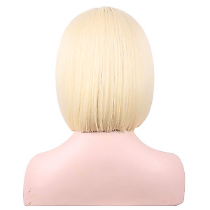 WildCos Short 12 Inches Straight Synthetic Cosplay Wig for Women (blonde)