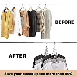 FYY Magic Hangers Space Saving Closet Organizer Clothes Storage Hangers 2 Pack Multifunctional 360°Rotation Stainless Steel Clothes Hanger for Wardrobe Heavy Clothes, Shirts, Pants, Dresses, Coats