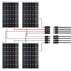 ZOOKOTO Solar Connector Y Branch 1 to 4 5-Way Connector Adapter Splitter Combiner Parallel Adapter Cable Wire Plug Tool Kit for Solar Panel 1 Pair（M/FFFF and F/MMMM）