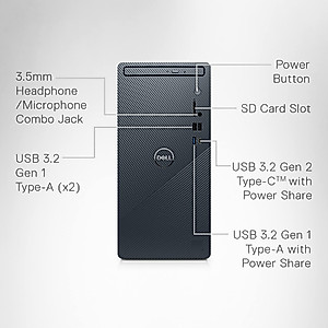 Dell Inspiron 3020 Desktop - Intel Core i7-13700, 1TB SSD + 1TB HDD, 16GB DDR4 RAM, DVD RW, Intel UHD 770 Graphics, Windows 11 Pro, 1 Year Premium Support + 6 Months Migrate - Mist Blue