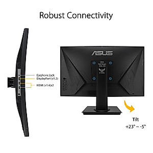 ASUS TUF Gaming VG24VQE 23.6” Curved Monitor, 1080P Full HD, 165Hz (Supports 144Hz), 1ms, Extreme Low Motion Blur, FreeSync Premium, Shadow Boost, Eye Care, DisplayPort HDMI (Renewed)