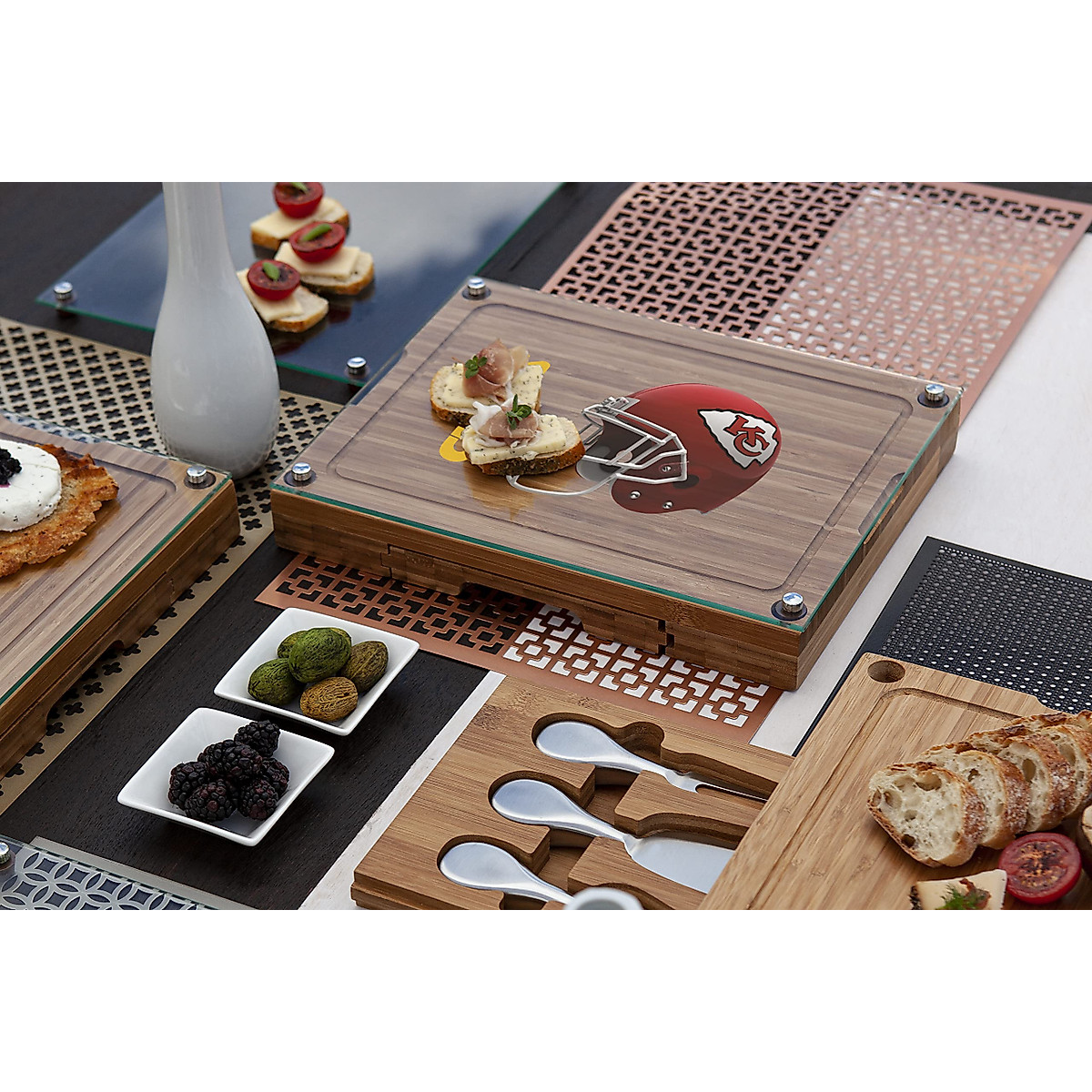 Kansas City Chiefs Concerto Cheese Board with Serving Stage and Tools