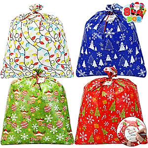 JOYIN 8 PCs Christmas Jumbo Big Gift Bags Heavy Duty 36” x 44” with Gift Tags for Large Gifts, Christmas Season, Gift Giving, Holiday Presents or Decorations