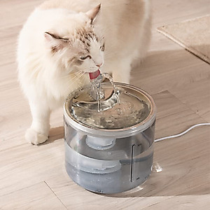 Cat Water Fountain Stainless Steel -SINDOX Dog Water Bowl Fountain, 2.6L/88oz Automatic Cat Fountains Ultra Quiet Pet Drinking Water Dispenser for Cats, Dogs, Multiple Pets with 3 Filters-Transparent
