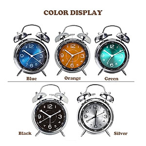 KAMEISHI Loud Alarm Clock for Heavy Sleepers Adults, Retro 4.5 Inches Twin Bell Battery Operated Analog Kids Desk Clocks for Bedrooms Bedside (Noctilucent Black)