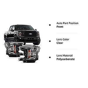 ACANII - For [Halogen Model] 2018-2020 Ford F150 Pickup Black Special Edition Headlights Headlamps Driver & Passenger