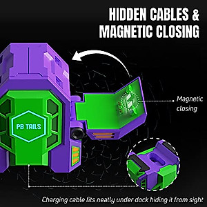 PB Tails LED PS5 Charging Dock - Compact Playstation Controller Charger for Sony PS5 Controller, Fast Dual Charging PS5 Docking Station Hides Messy Cables - Premium Purple & Green PS5 Controller Dock