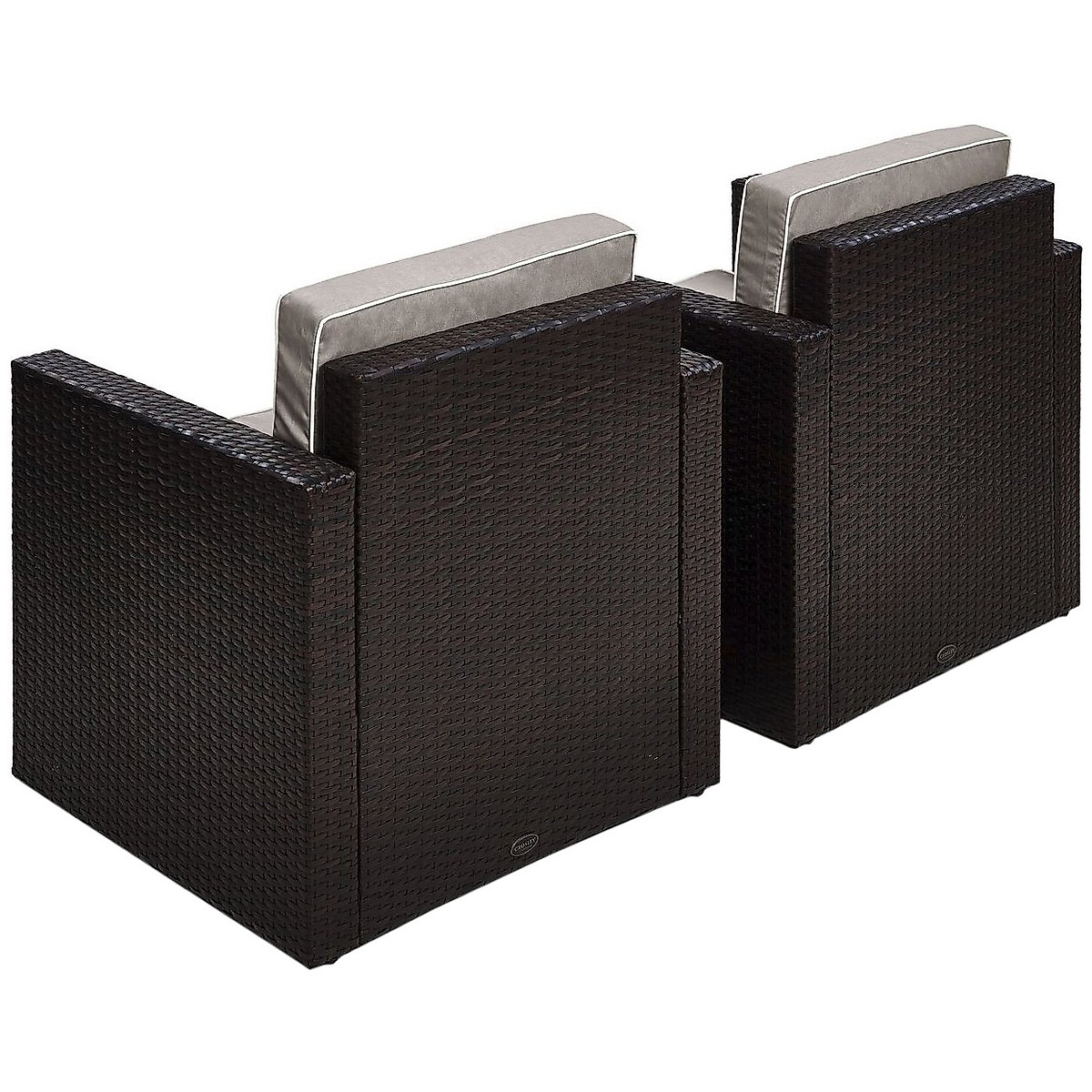 Crosley Furniture Palm Harbor 2-Piece Outdoor Chair Set, Wicker Patio Chairs for Conversation, Porch, Deck, Brown with Gray Cushions