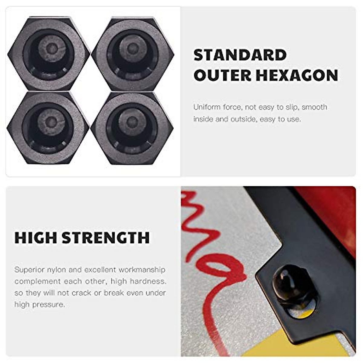 Hilitchi 7Sizes 100Pcs Black Nylon Acorn Nut Metric Inner Threaded Cap Nuts Assortment Kit M3 4 5 6 8 10 12 Dome Nuts