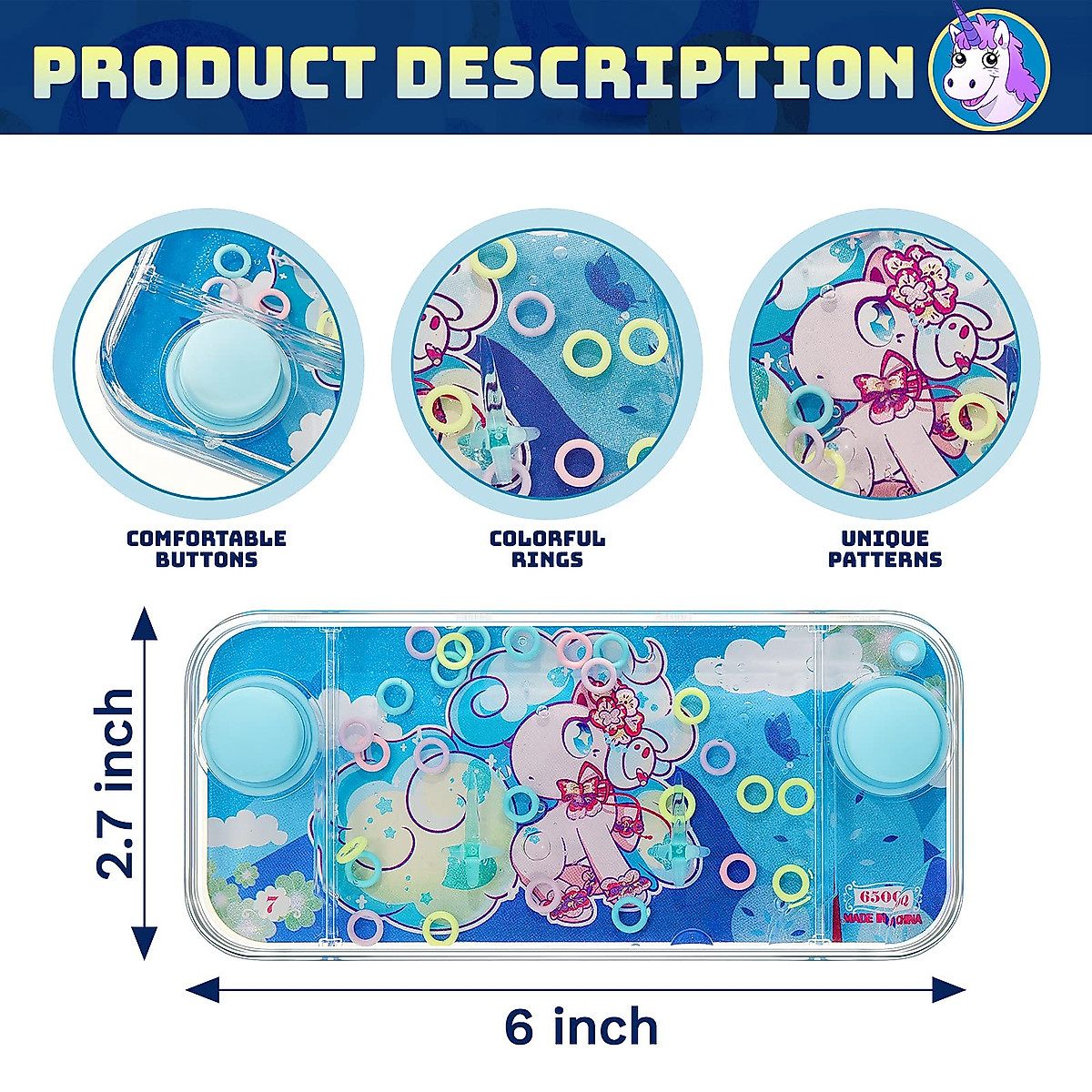 Chalyna 4 Pcs Handheld Water Games Water Ring Toys Multi Color Ring Toss Game Without Water Road Trip Toys Birthday Gift for Kids Party Favors Bag Fillers Pastime(Cartoon Style)