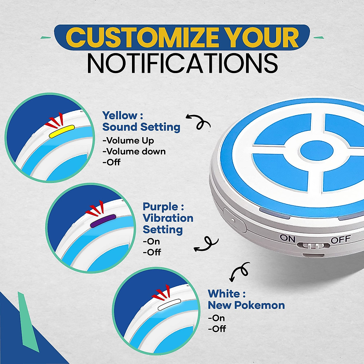 megacom DuoMon 1P/2P Auto Catcher compatible for Pokemon Go Plus - Compact Go Accessory with Auto Catch, Voice Notifications - Faster Wireless Bluetooth for Pocket Go Game (Blue)