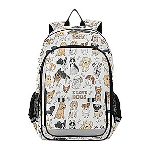 ALAZA Doodle Dog Pug Corgi Golden Retriever Husky Labrador Dachshund Laptop Backpack Purse for Women Men Travel Bag Casual Daypack with Compartment & Multiple Pockets