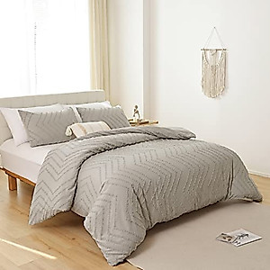 YIRDDEO Oatmeal King Size Comforter Set 3Pcs, Boho King Comforter Set Farmhouse King Size Bedding Set, Vertical Tufted King Bed Set, Lightweight Neutral King Bedroom Set (1 Comforter 2 Pillowcase)
