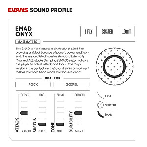 Evans Bass Drum Heads - BD22EMADONX - EMAD - Onyx 22-inch Bass Drum Head