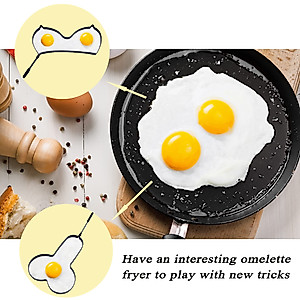 2-Pack Funny Egg Fryer, Stainless Steel DIY Egg Cooking Rings Molds, Professional Non-Stick Egg Pancake Cooking Tool with Foldable Handle