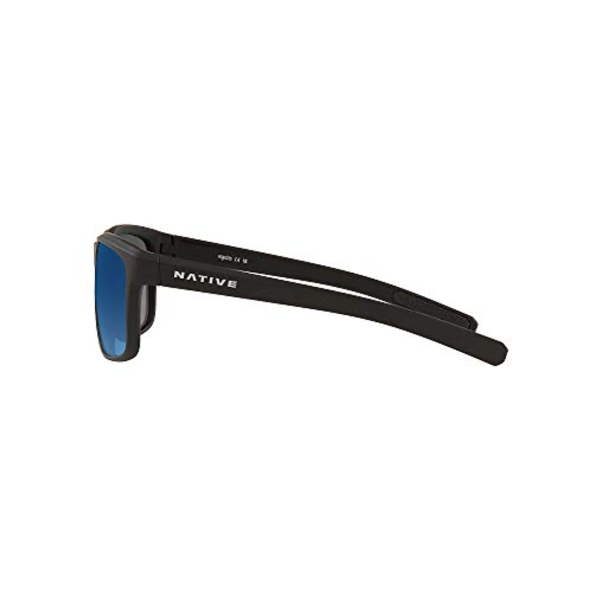 Native Eyewear Wells Polarized Rectangular Sunglasses, Matte Black Crystal/Blue Reflex, 58 mm