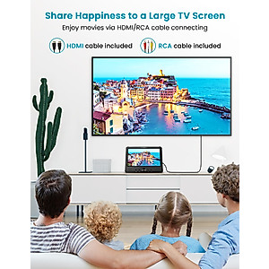 FANGOR 10.5" Portable DVD Player for Car, Car DVD Player Dual Screen with HDMI Input/Output, Support Full HD Transmission, USB/SD, 5 Hours Rechargeable Battery, Last Memory (1 Player+1 Monitor)