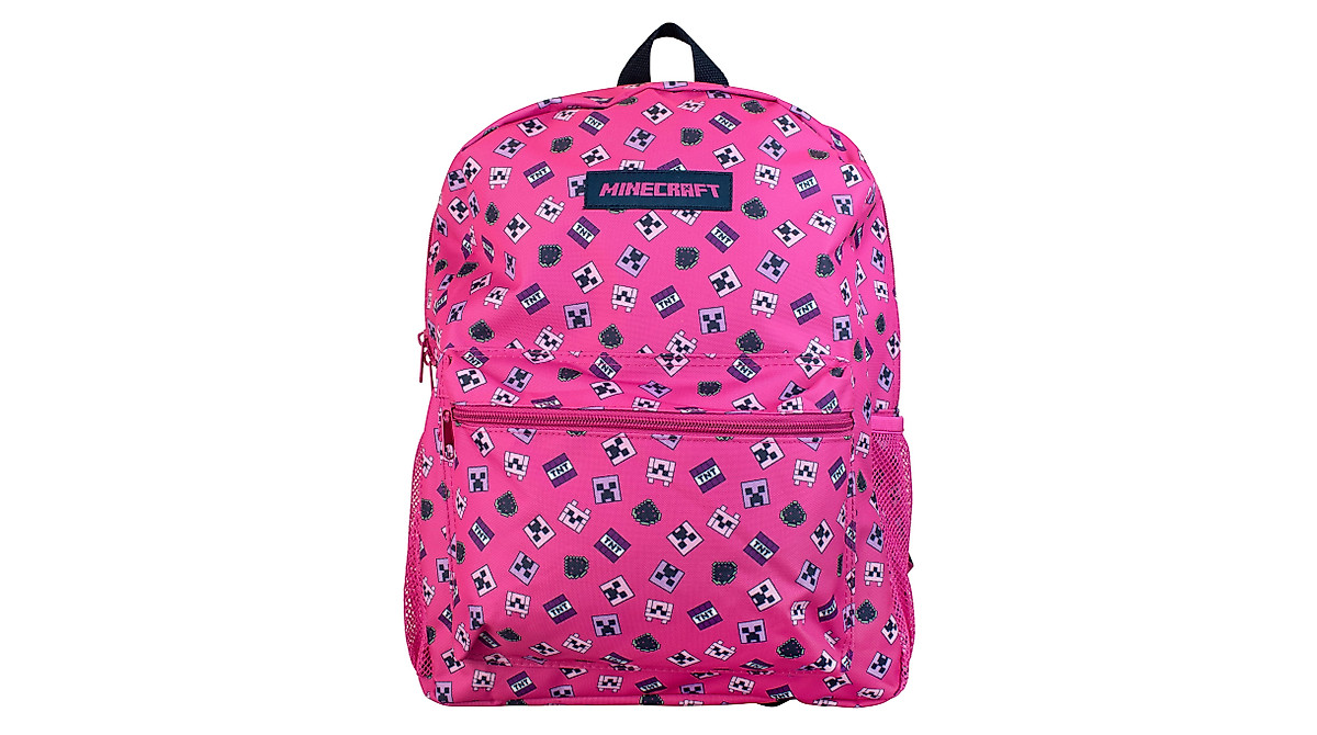 Minecraft Kids Pink Backpack Set - Complete 4-Piece School & Adventure Kit