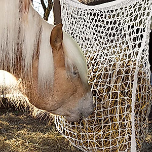 2 Pcs Slow Feed Hay Net Hay Feeder Hay Bags for Horses Goat Stall Trailer Horse Feeding Supplies (White,35 x 31 Inch)